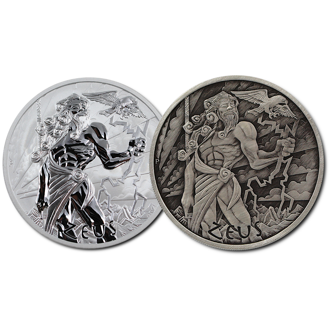 2020 1oz Zeus Silver BU & Antique Coins - LPM Exclusive New Releases